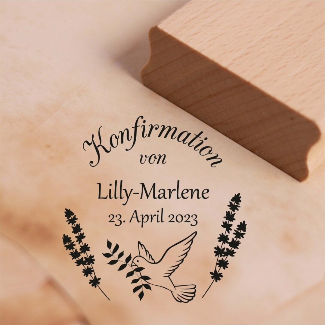 Stamp Confirmation of With Name and Date Motif Dove Motif Stamp 38 X 38 ...