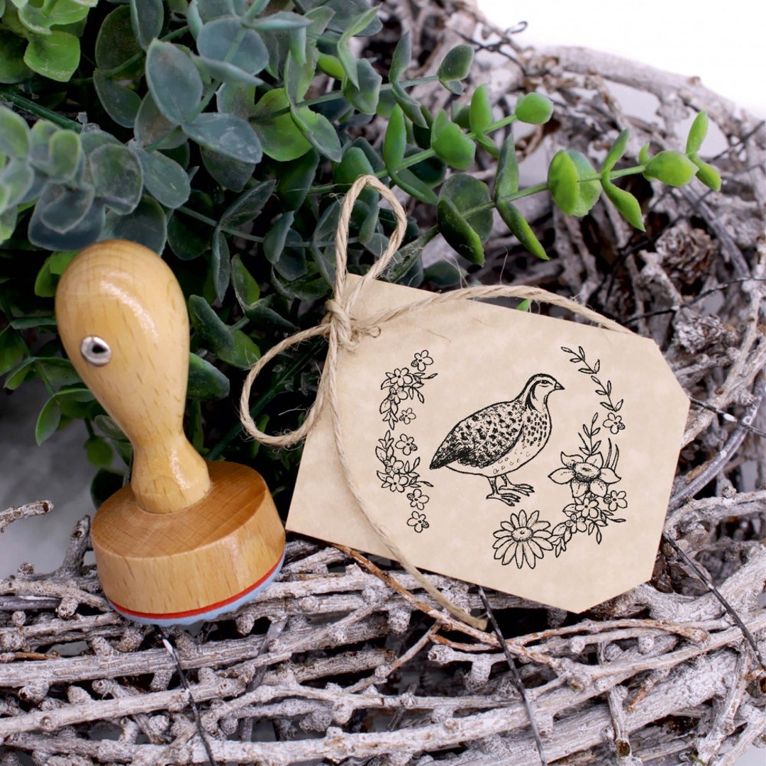 Stamp Quail Flower Wreath - Quail Eggs Quail Stamp Round Stamp Egg ...