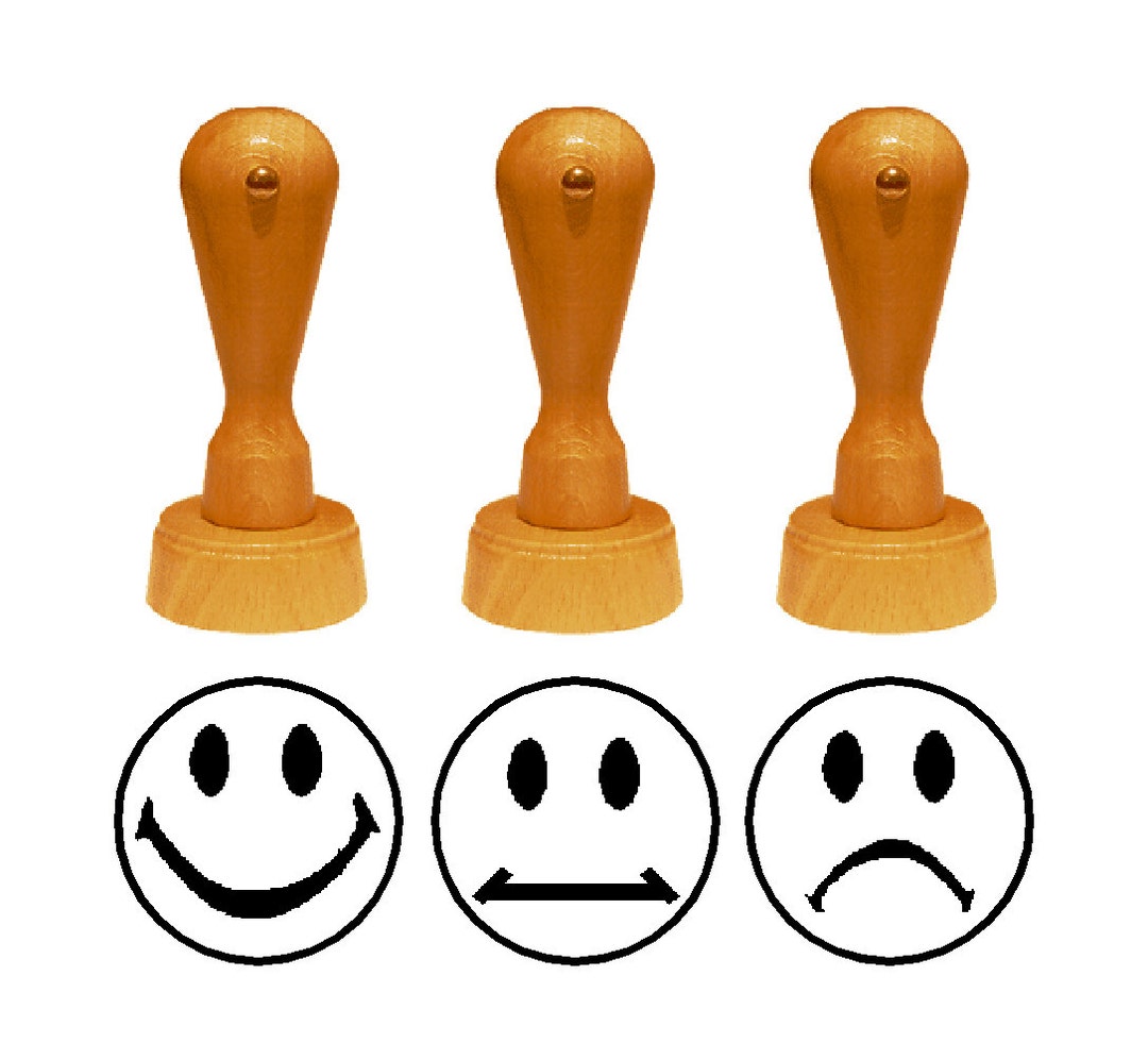 SMILEY STAMP SET Ø 25 Mm Wooden Stamp Teacher Stamp - Etsy