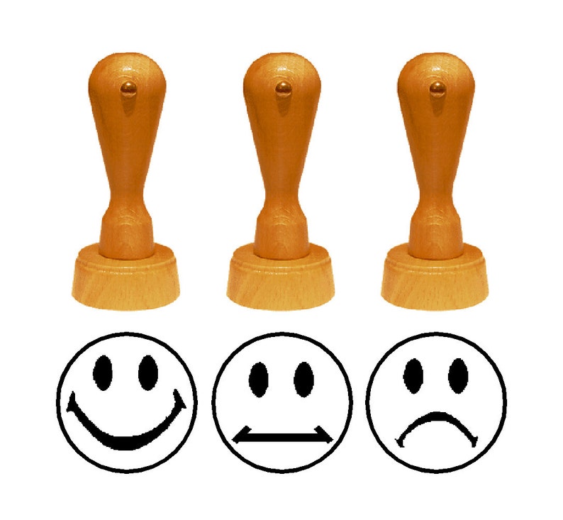 SMILEY - STAMP - SET Ø 25 Mm Wooden Stamp Teacher Stamp - Etsy