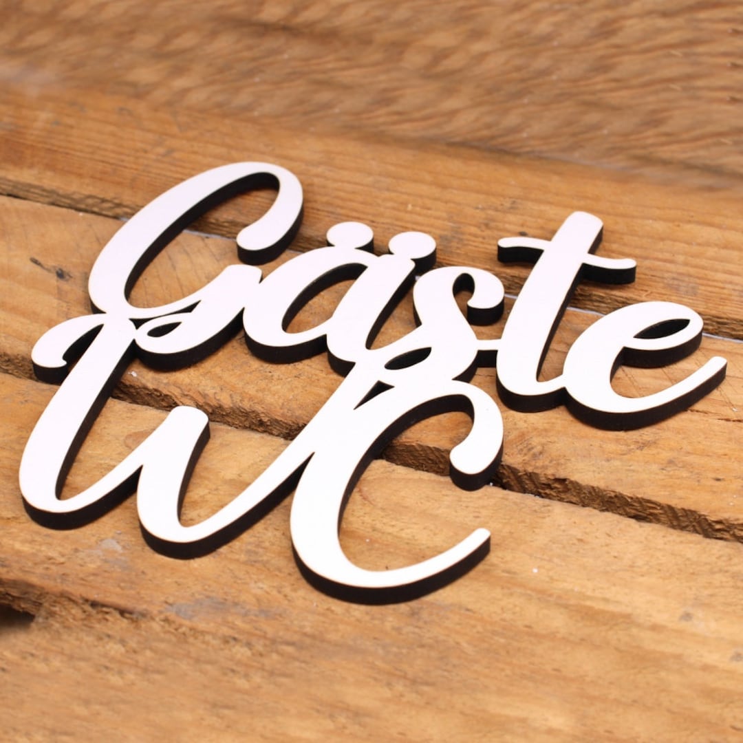 GUEST WC Door Sign Lettering - White Wood Sign Toilet Door Letters Room ...