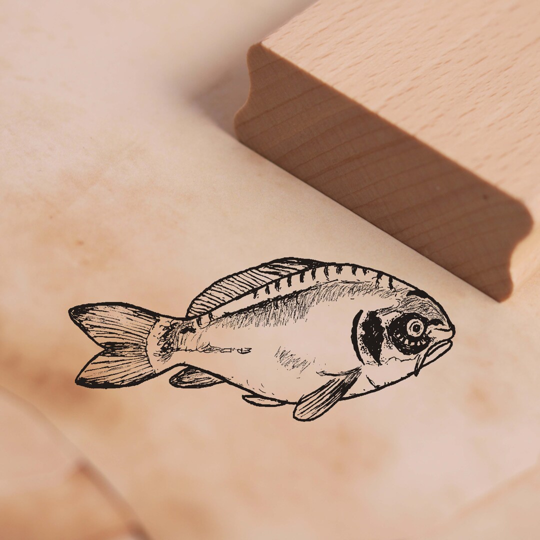 Stamp Koi Fish Motif Stamp Approx. 58 X 25 Mm Scrapbooking Wooden Stamp ...