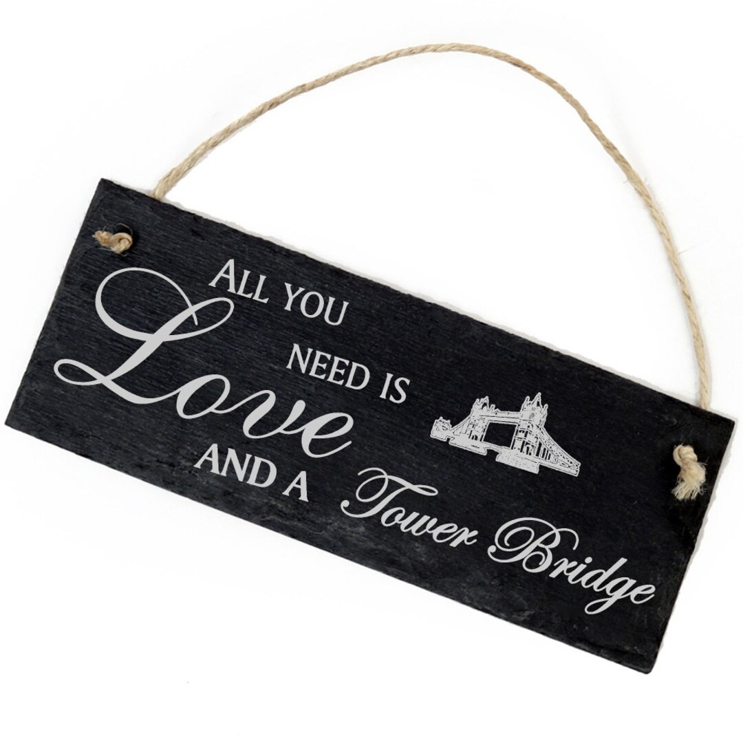 Slate Decoration Tower Bridge Shield 22 X 8 Cm All You Need is Love and ...