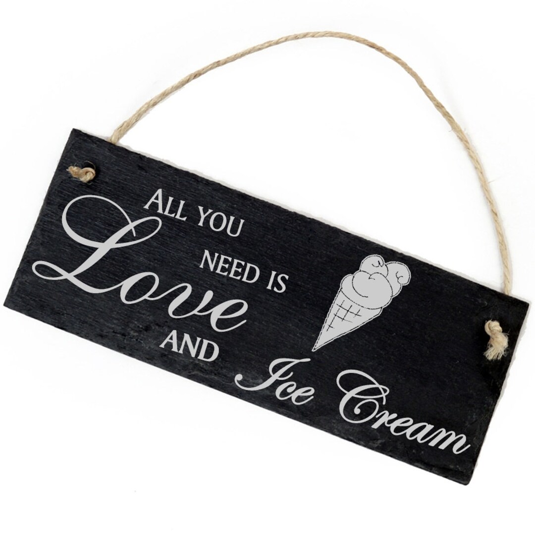 Slate Decoration Ice Cream Cone Shield 22 X 8 Cm All You Need is Love ...