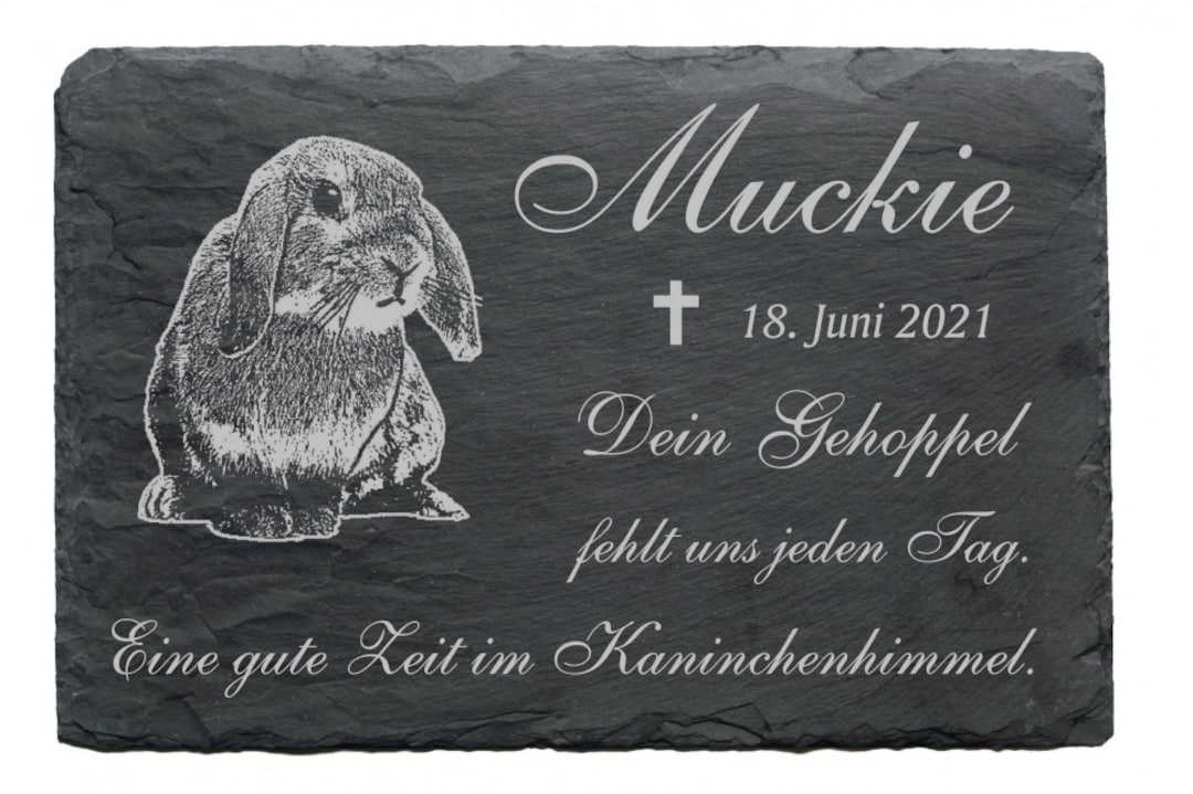 Dwarf Rabbit Animal Gravestone With Name & Date - Slate Gravestone ...