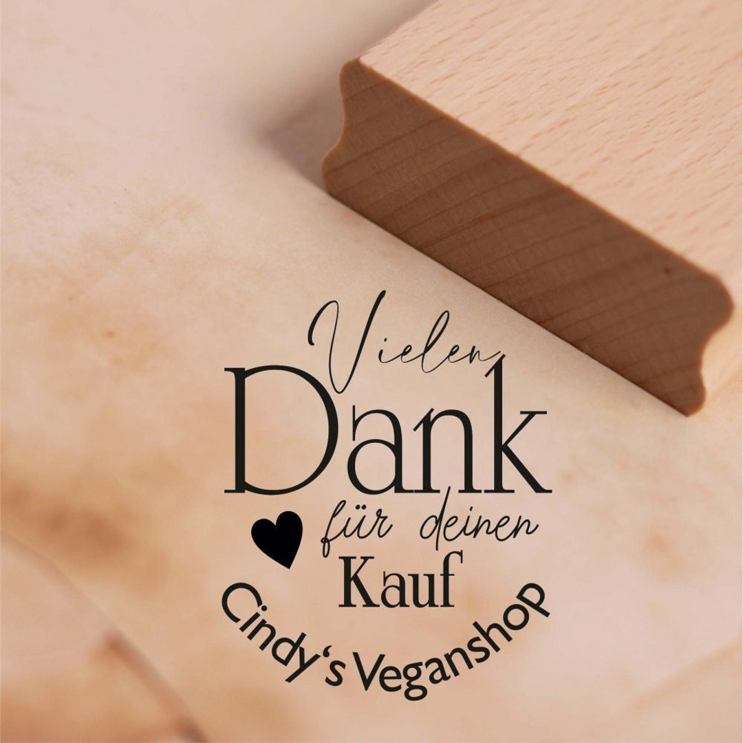 Motivstempel Vielen Dank für deinen Kauf mit Herz Motiv - inkl. Name ...