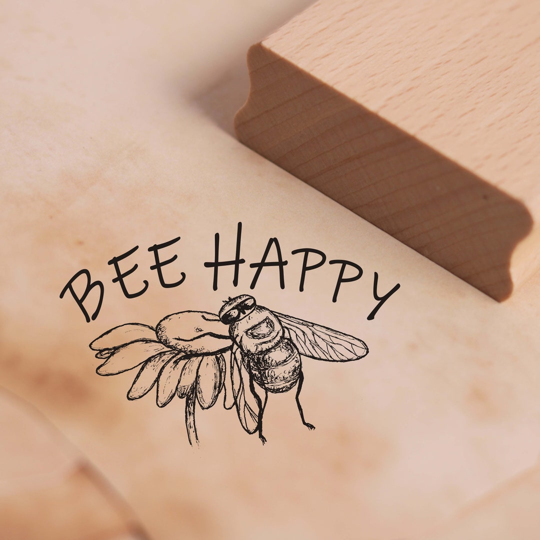 Stempel Bee happy Biene - Motivstempel ca. 38 x 25 mm • Scrapbooking ...