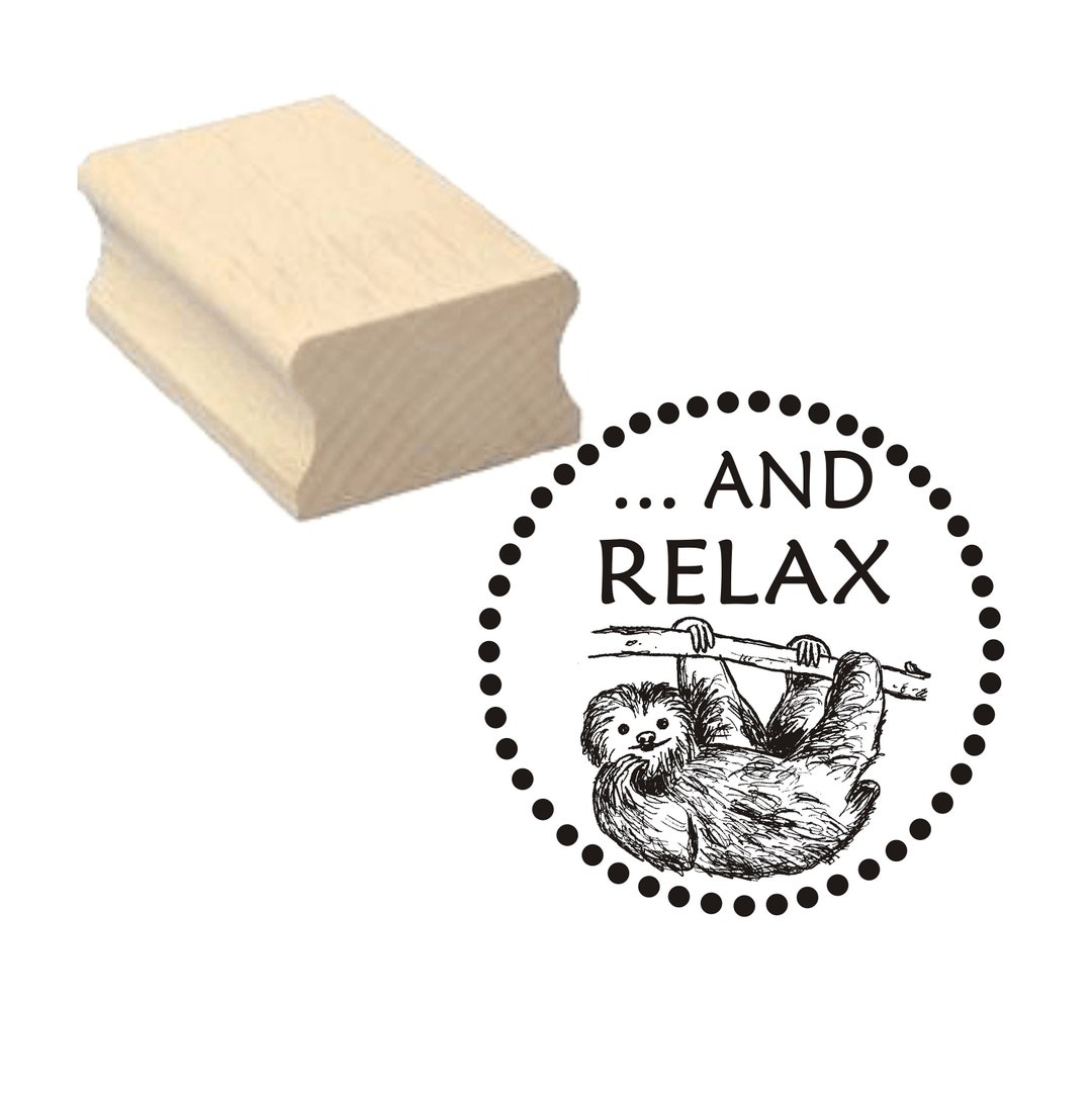 Stamp and Relax Sloth 40x40 Wood Stamp Motif Stamp Greetings Greeting ...