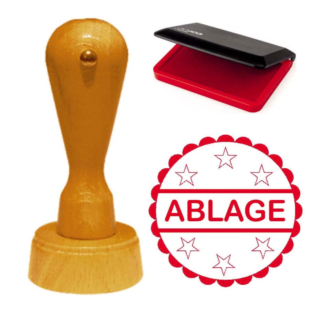 Stamp ABLAGE Including Stamp Cushions Rot-motive Stars-statement Office ...