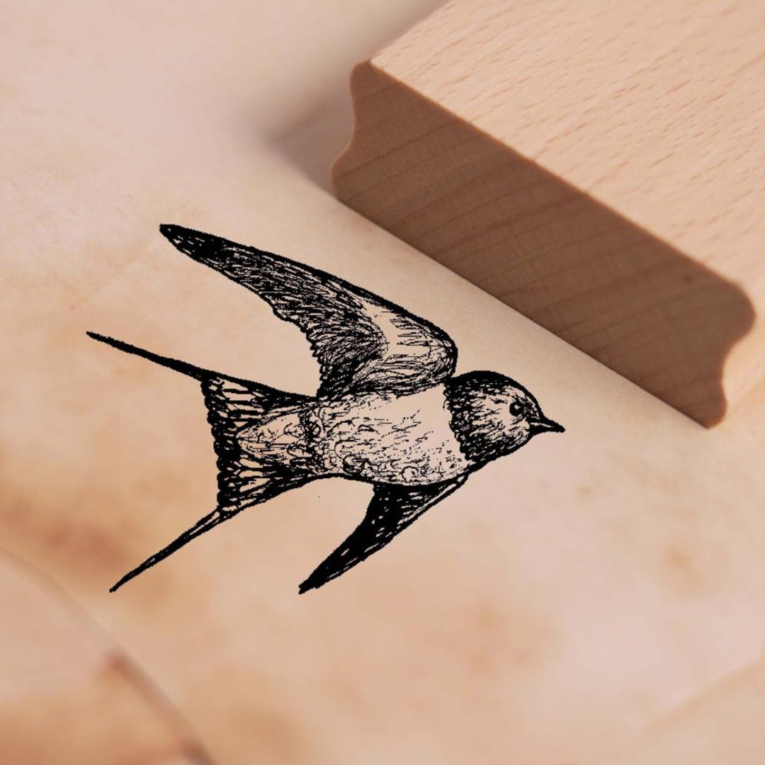 Motif Stamp Flying Swallow - Stamp Bird Autumn Wooden Stamp 38 X 28 Mm ...