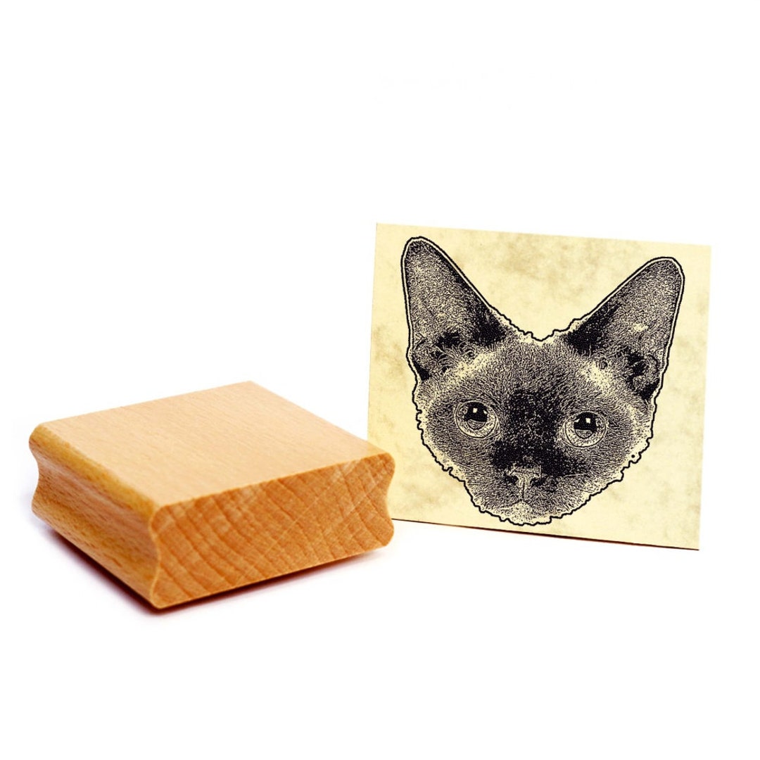 Motif Stamp Devon Rex Stamp Cat Wooden Stamp Approx. 48 X 48 Mm Cat ...