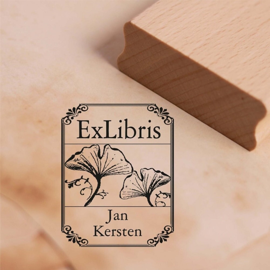 Ex Libris Stamp Ginkgo With Name Vintage Frame Ex Libris Motif Stamp 38 ...