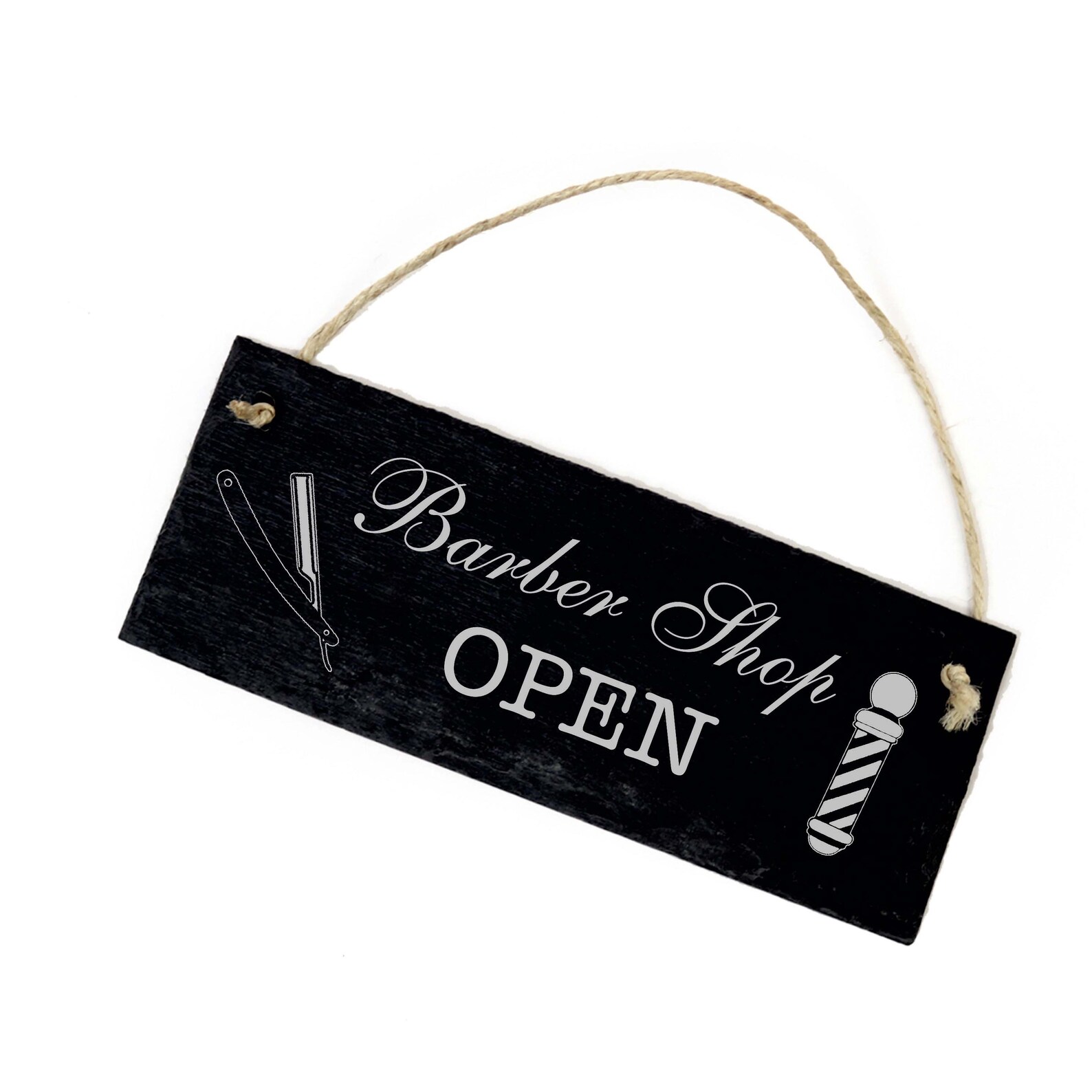 Shield Slate Barber Shop Open Door Sign 22 X 8 Cm | Etsy