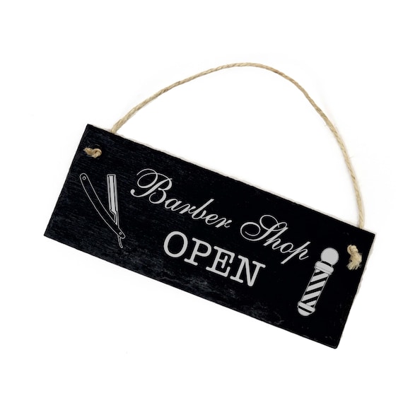 Shield Slate Barber Shop Open Door Sign 22 X 8 Cm | Etsy