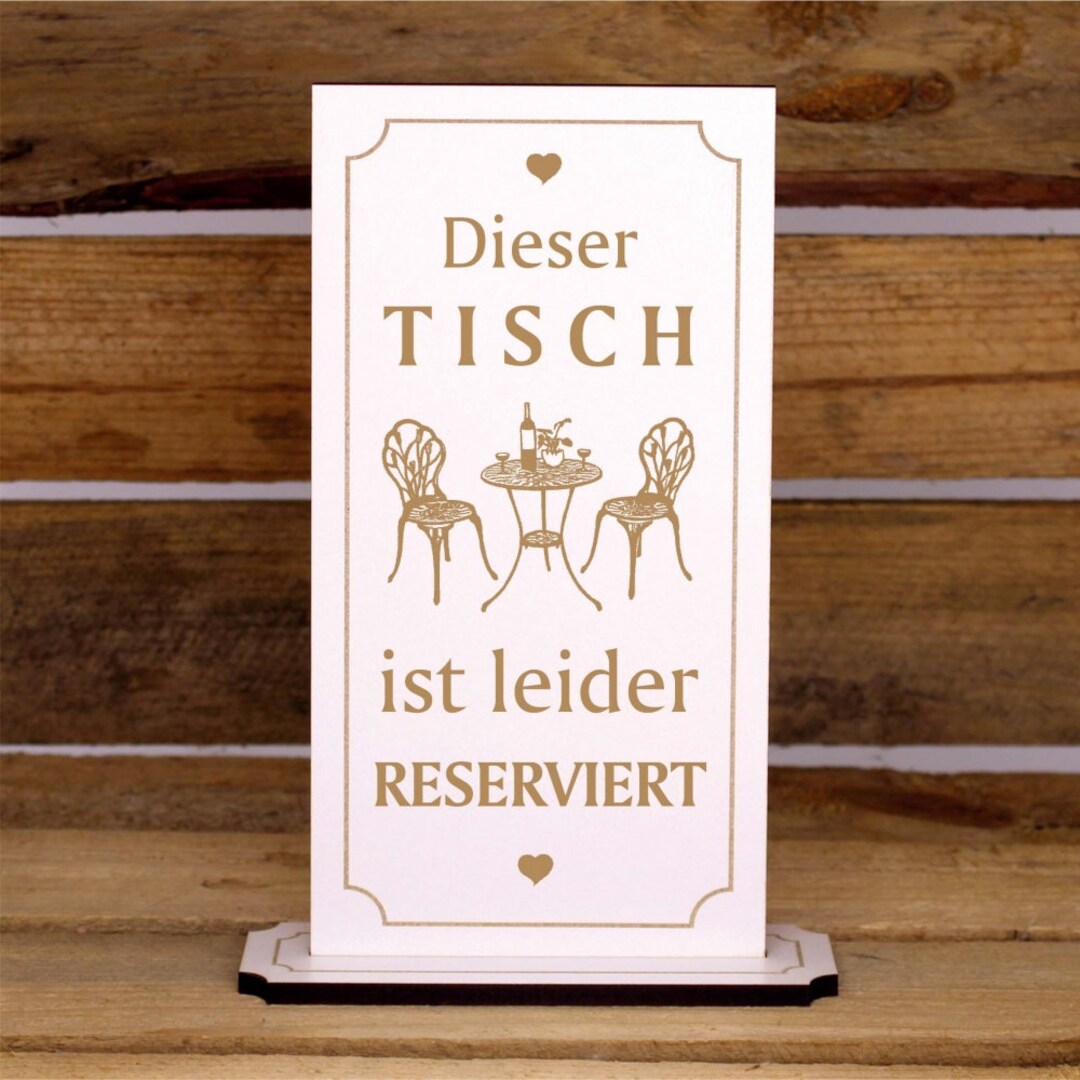 Engraved Stand This Table is Unfortunately Reserved Chairs Motif White ...