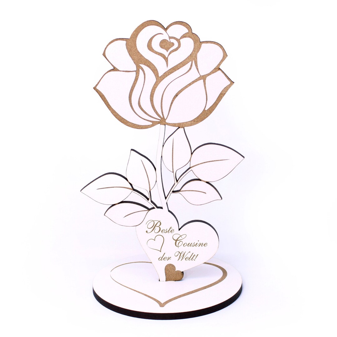 Decoration Display ROSE With Heart Best Cousin in the World 12 X 20 Cm ...