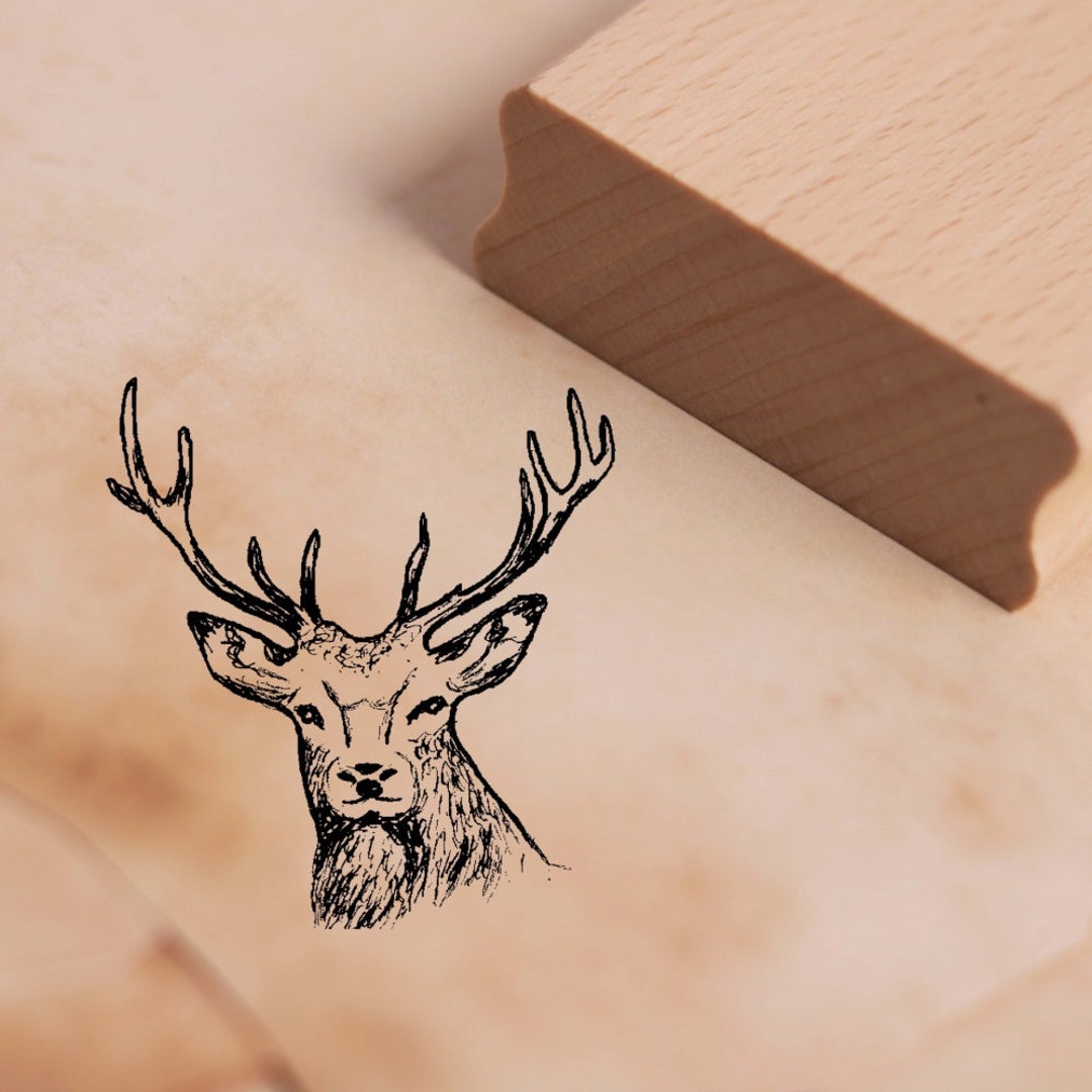 Motif Stamp Stag Head Stamp 45 X 48 Mm - Wooden Stamp Scrapbooking ...