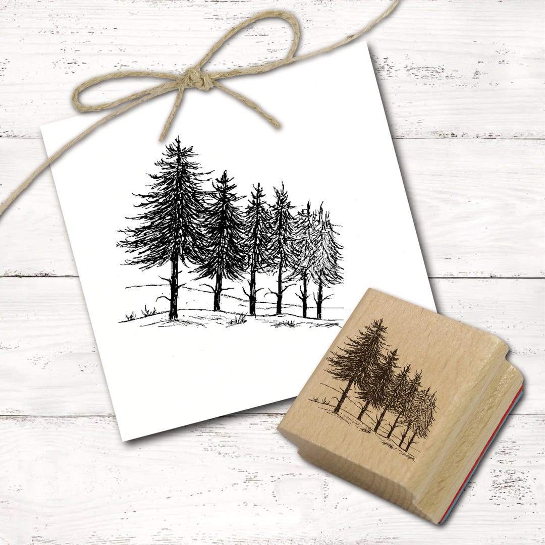Motif Stamp Conifers - Coniferous Forest Stamp Wooden Stamp 68 X 58 Mm ...
