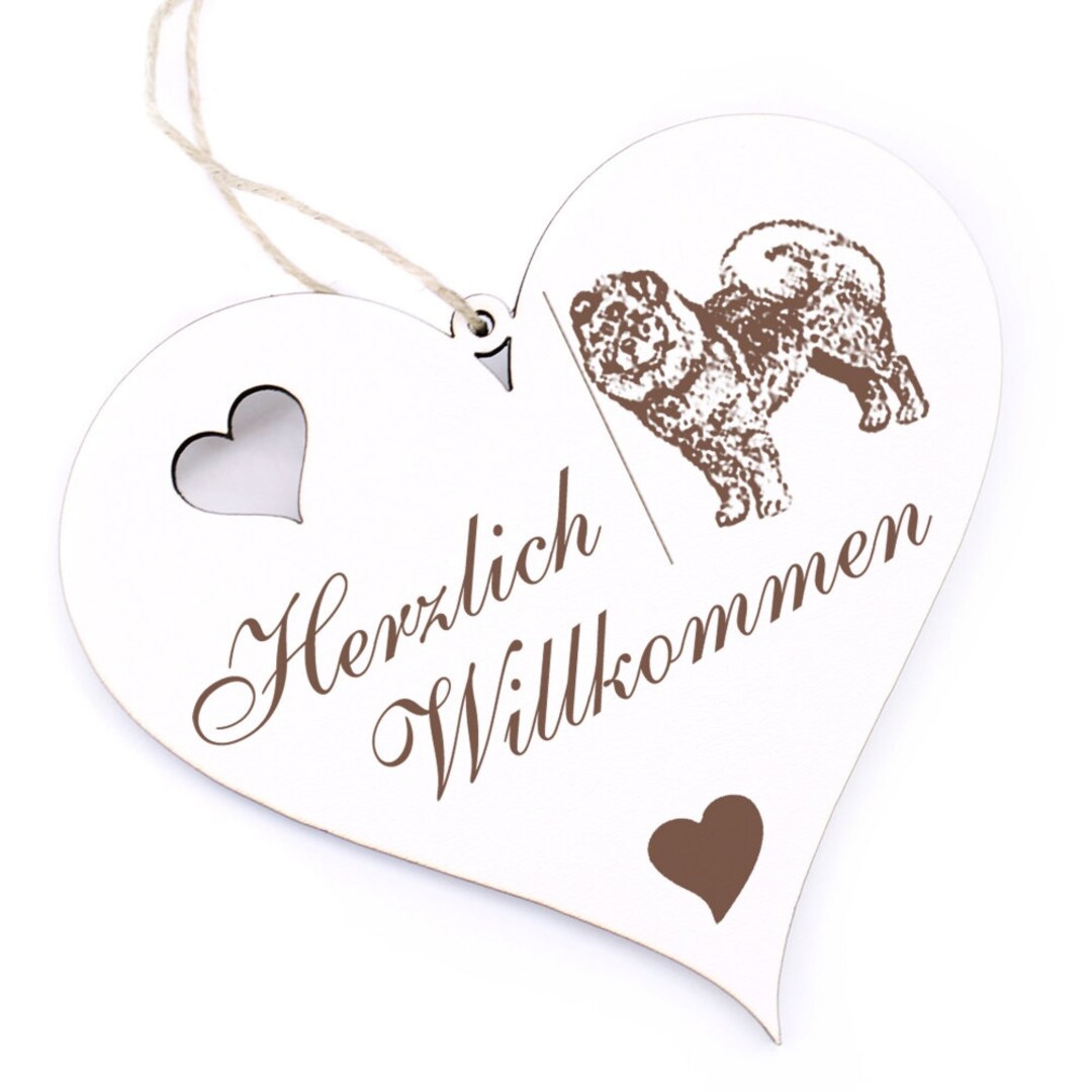 Welcome Sign Chow Chow Decorative Heart Wood 13 X 12 Cm Door Sign Heart ...