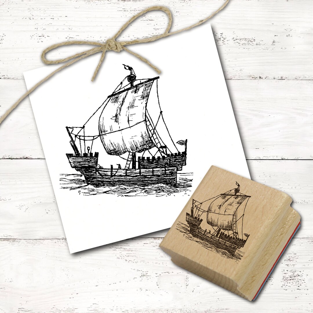 Motif Stamp Cog - Ship Sailing Ship Stamp Wooden Stamp 58 X 58 Mm ...