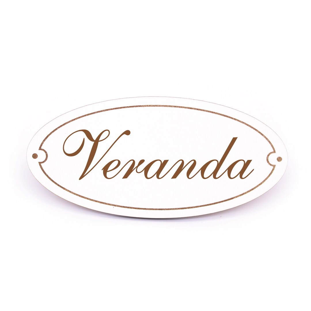Oval Shield Veranda Self-adhesive Door Sign 15 X 7 Cm Shabby Deco Sign ...