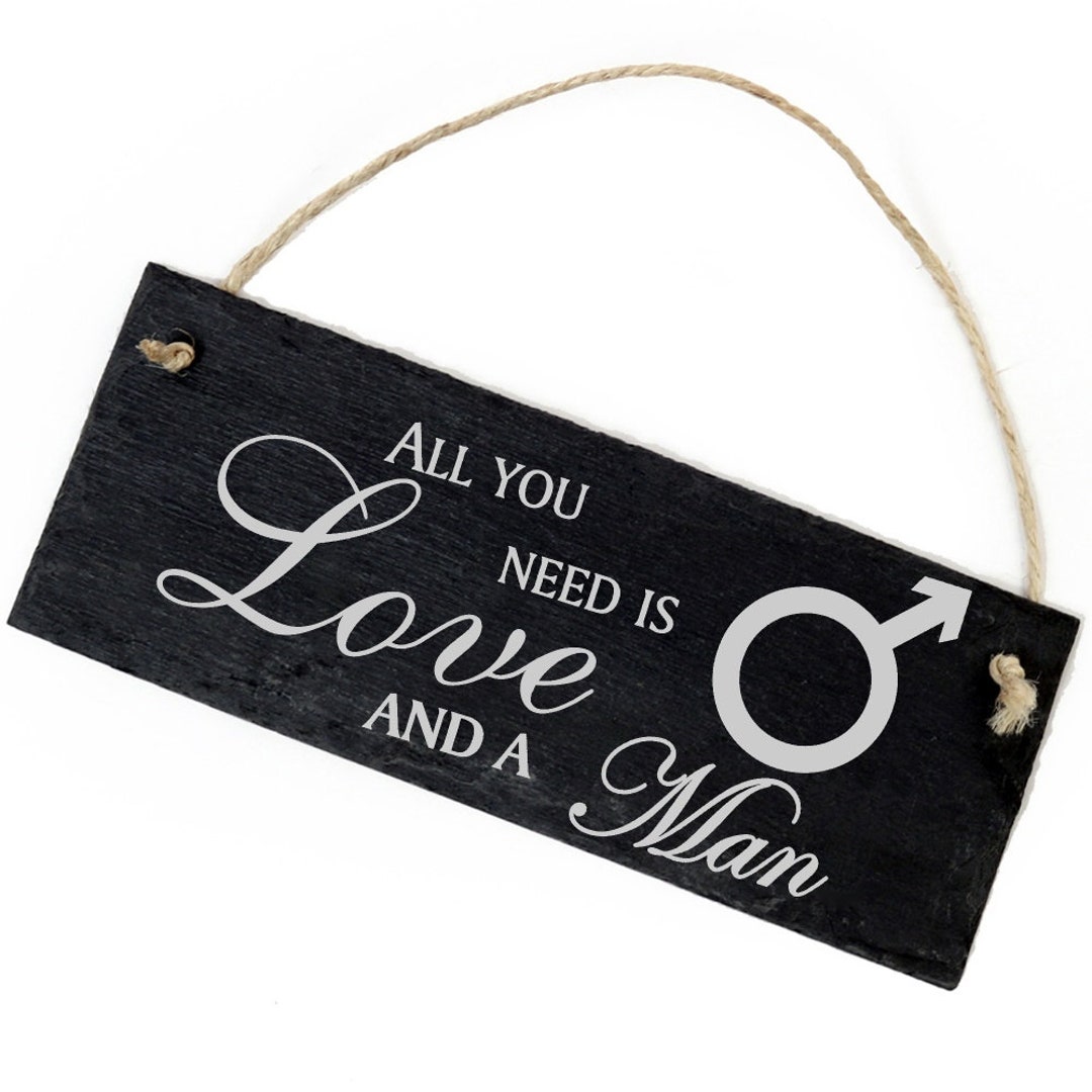 Slate Decoration Man Symbol Shield 22 X 8 Cm All You Need is Love and a ...