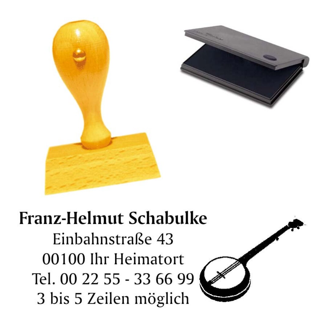 Wooden Stamp banjo Music Stamp Incl. Cushion - Etsy