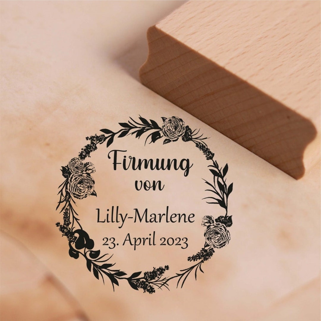 Confirmation Stamp From With Name and Date Motif Vintage Rose Wreath ...