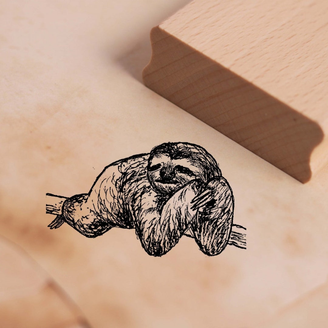 Motif Stamp Sloth Sleeping Stamp 48 X 28 Mm Wooden Stamp Scrapbooking ...