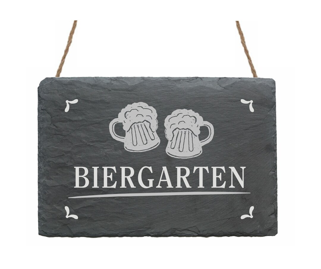 Weatherproof Slate Table BIERGARTEN Motif Beer Beer Glasses Door Sign ...