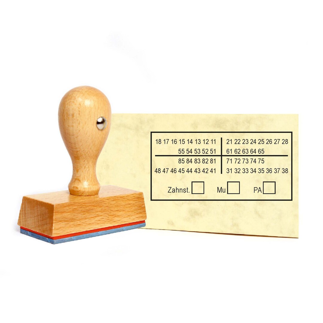 Stamp Dental Scheme - Wooden Stamp 60 X 30 Mm - Dentist Practice ...
