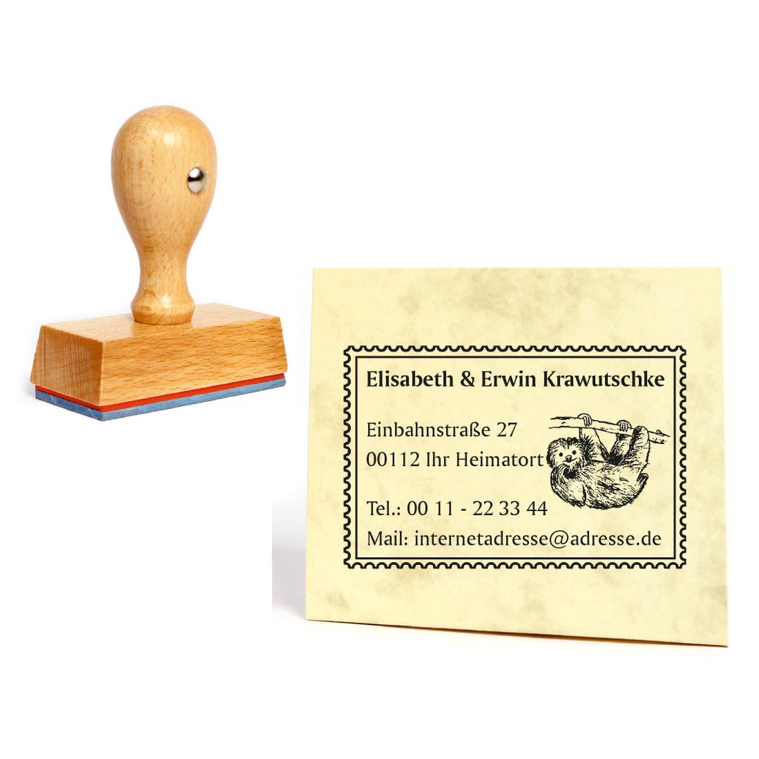 Stamp Small Sloth Stamp With Name and Address Approx. 60 X 40 Mm ...