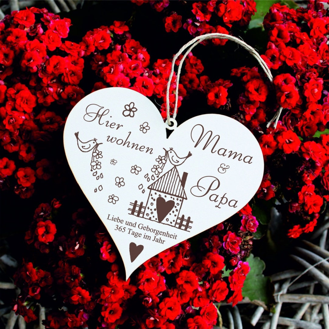 Papa Mama Shield Heart Engraved Here Live Mom and Dad, Love and ...