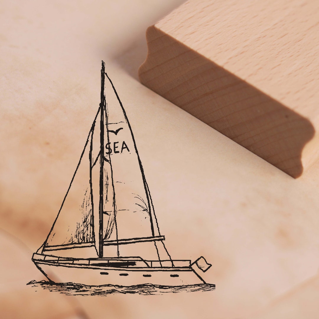 Sailboat Stamp, Maritime Sea Design - Motif Stamp - Approx. 38 X 48 Mm ...