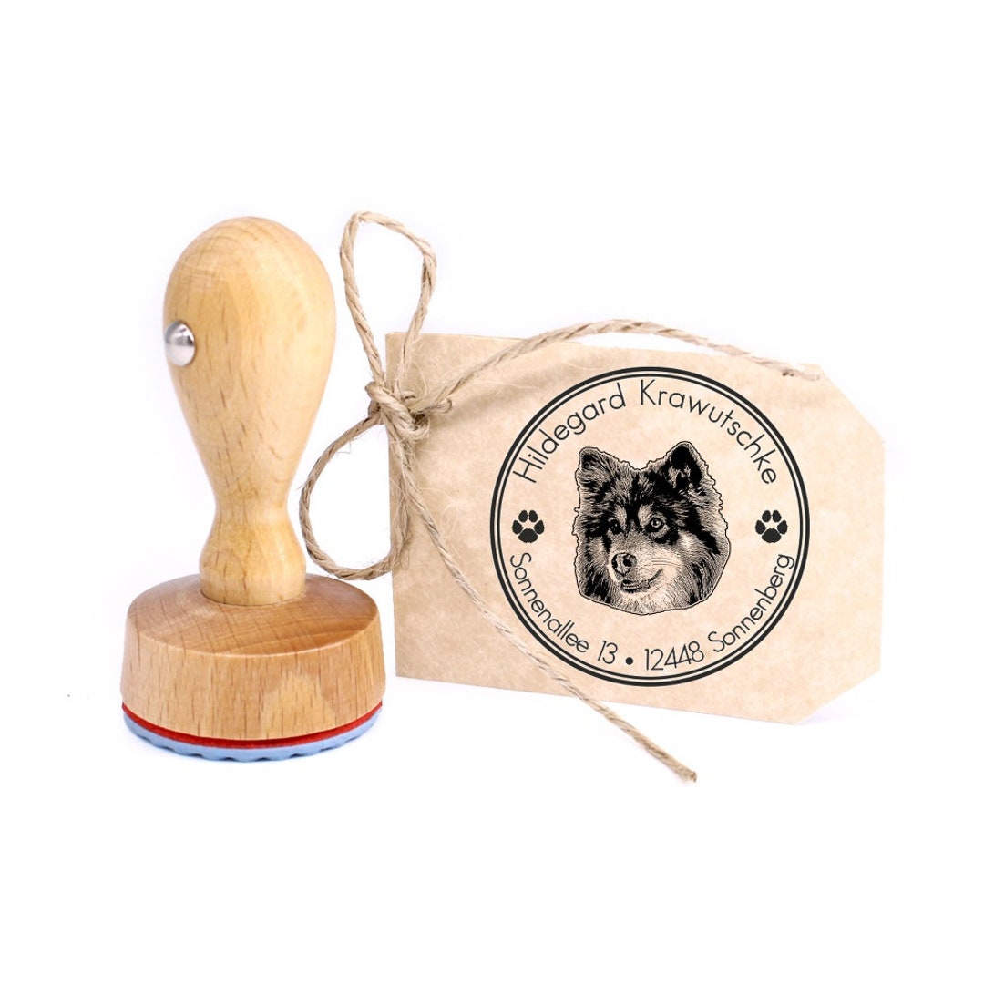 Stamp Personalized Finnish Lapphund Round 40 Mm Address Stamp Wooden ...