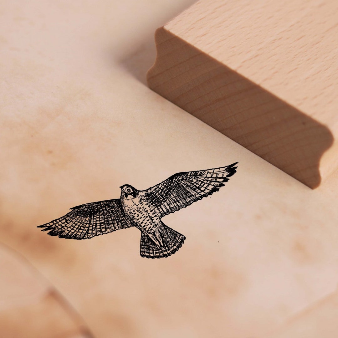 Motif Stamp Peregrine Falcon Flying Stamp 58 X 28 Mm Wooden Stamp ...