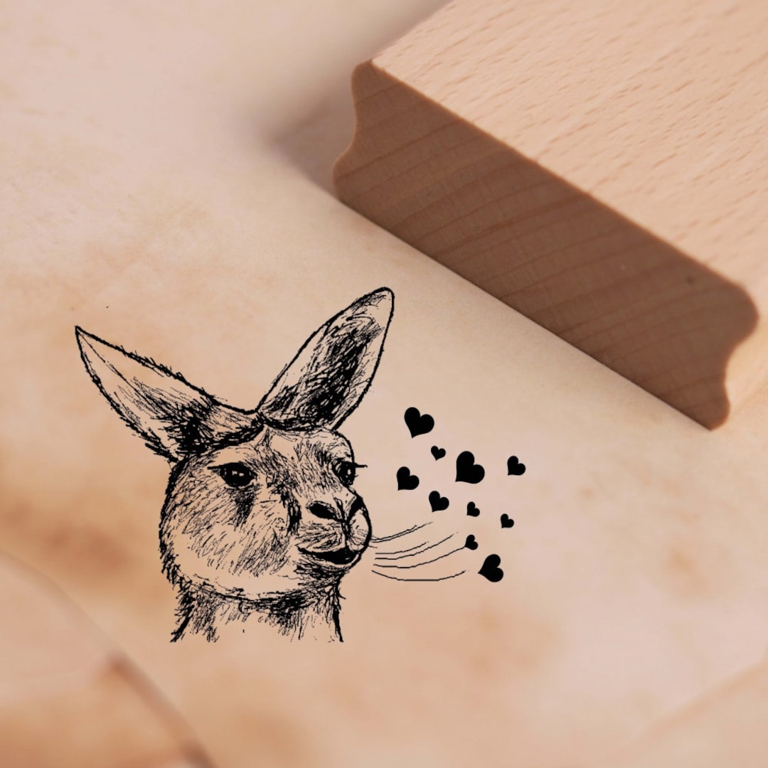 Motif Stamp Kangaroo in Love Stamp Kangaroo Head Hearts 48 X 38 Mm ...