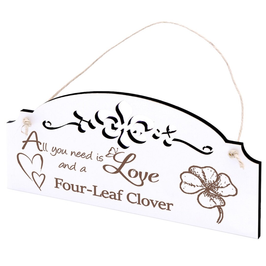 Shield Four-leaf Clover Decoration 20 X 10 Cm All You Need is Love and ...