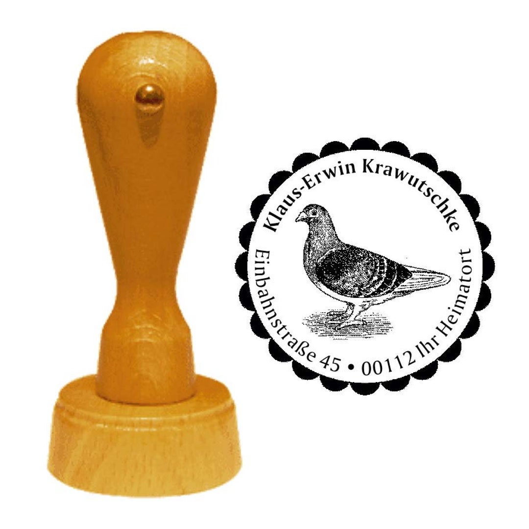 Stamp Wooden Stamp Address Stamp taube With Personal Address and Motif ...