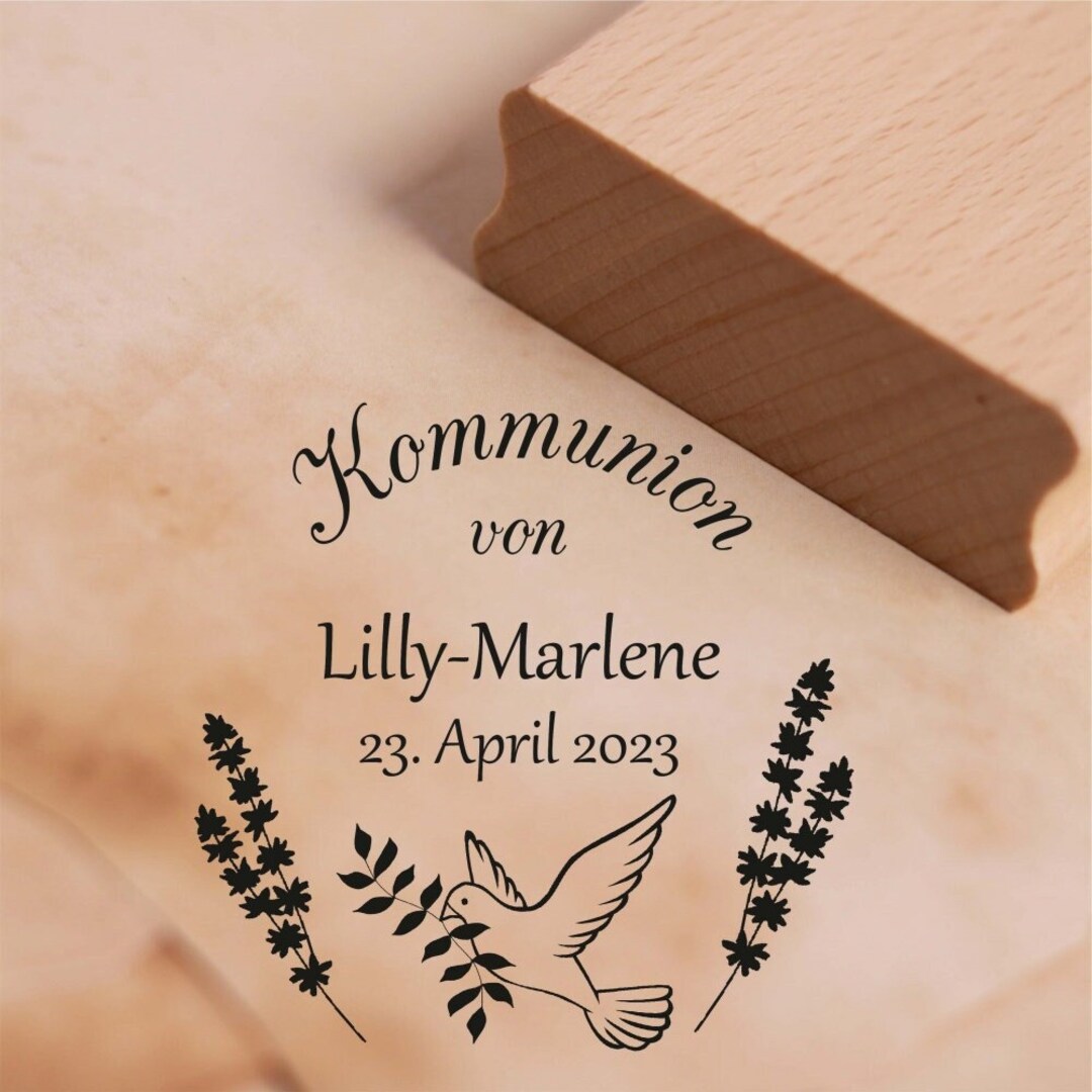 Stamp Communion From With Name and Date Motif Dove Motif Stamp 38 X 38 ...