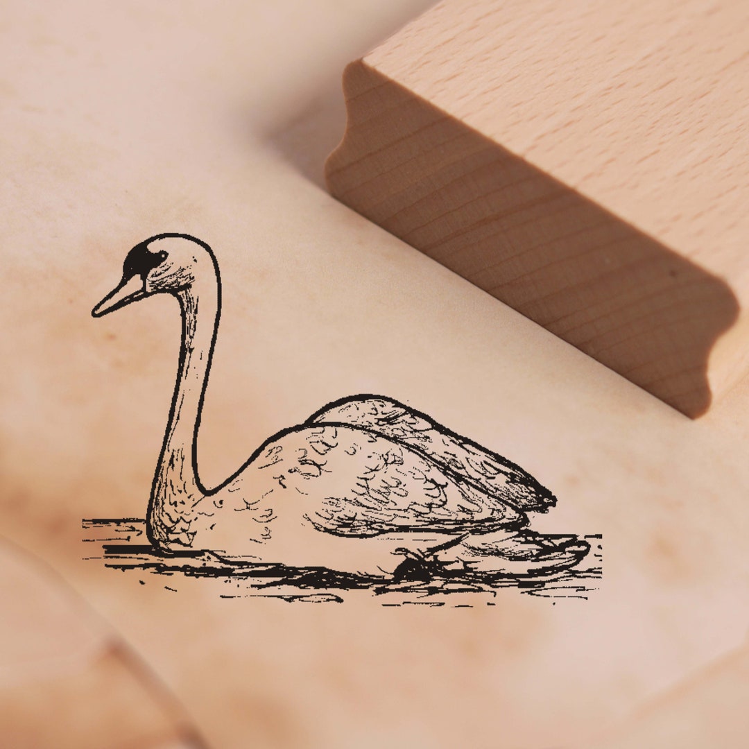 Stamp Floating Swan Motif Stamp Approx. 48 X 35 Mm Scrapbooking ...