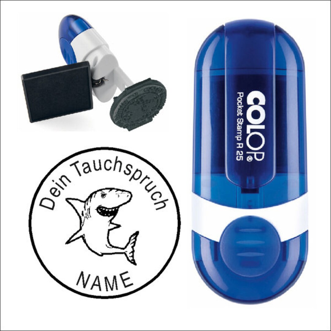 DIVING STAMP Stamp Nasty HAI Motif Name Logbook Diving - Etsy