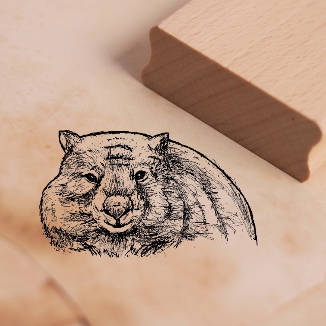 Motif Stamp Wombat Head Stamp Wooden Stamp 48 X 28 Mm Scrapbooking ...