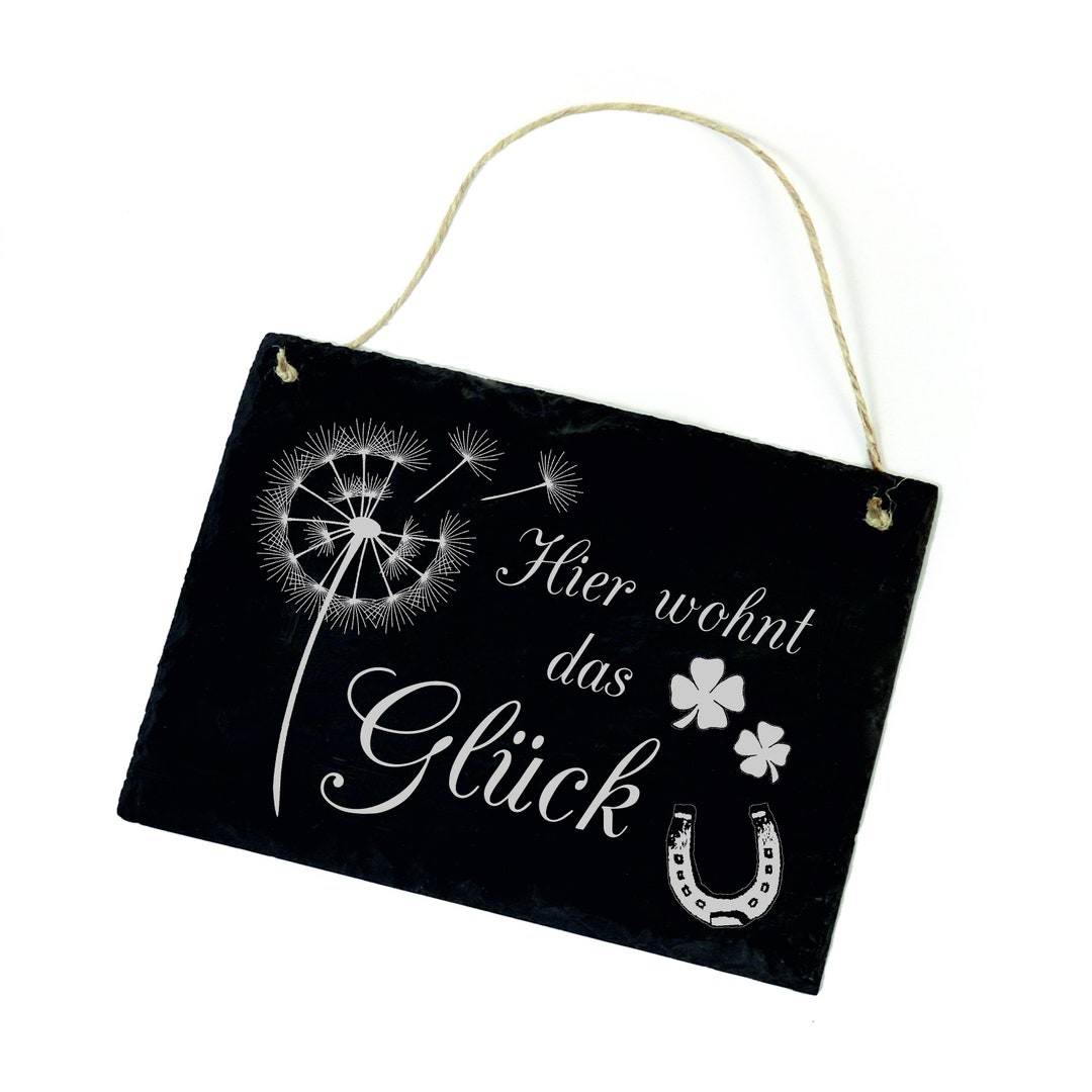 Slate Panel Here Lives Happiness • Pusteblume Horseshoe Clover • Shield ...
