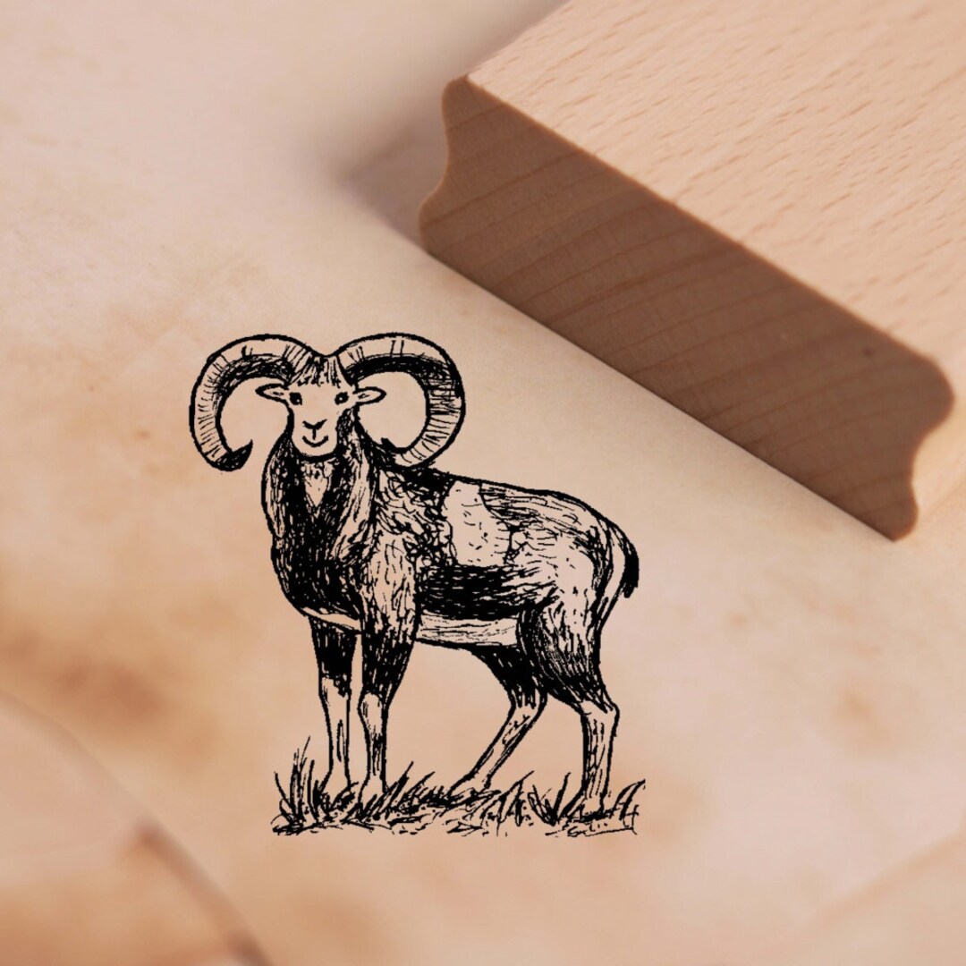 Motif Stamp Ram Stamp 34 X 38 Mm Wooden Stamp Scrapbooking Embossing ...