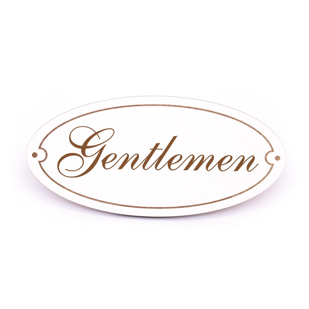Oval Shield Gentlemen Self Adhesive Door Sign 15 X 7 Cm Shabby Deco ...