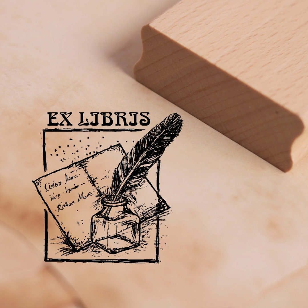 Motif Stamp Ex Libris - Inkwell With Pen Stamp 48 X 48 Mm Exlibris ...