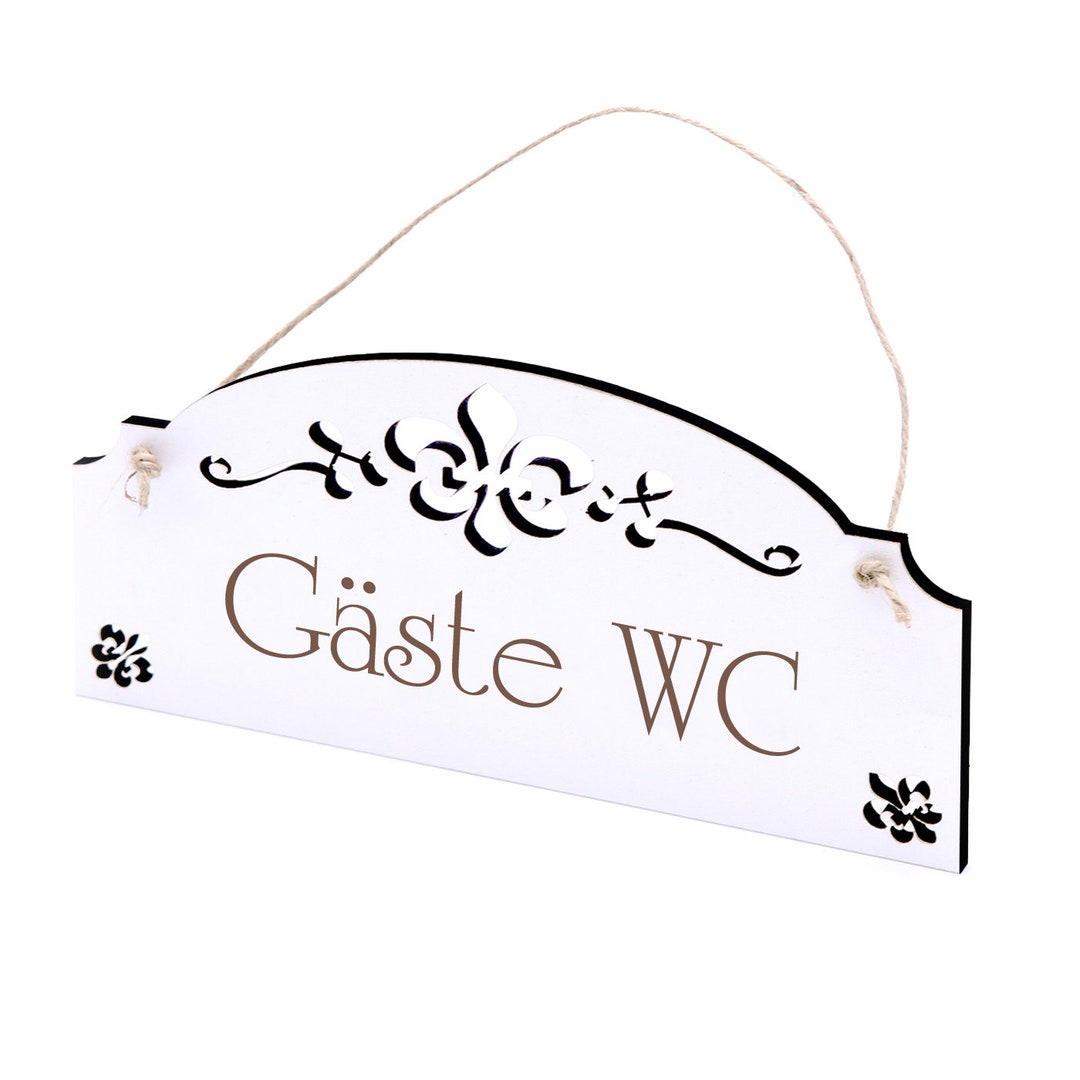 Shield Guests WC - Vintage Door Sign With Ornaments 22 X 11 Cm • Shabby ...