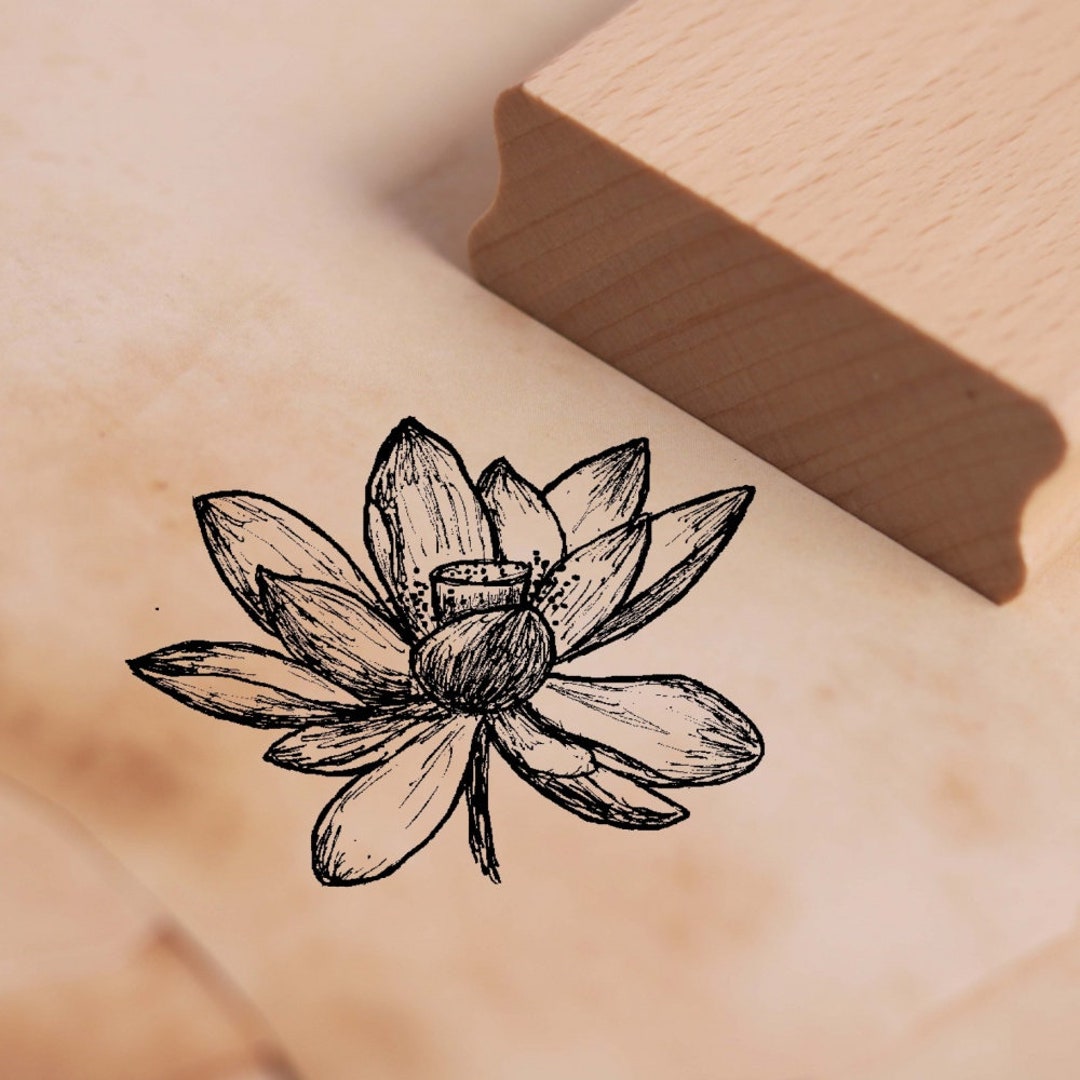 Motif Stamp Lotus Flower Lotus Stamp Wooden Stamp 38 X 28 Mm ...