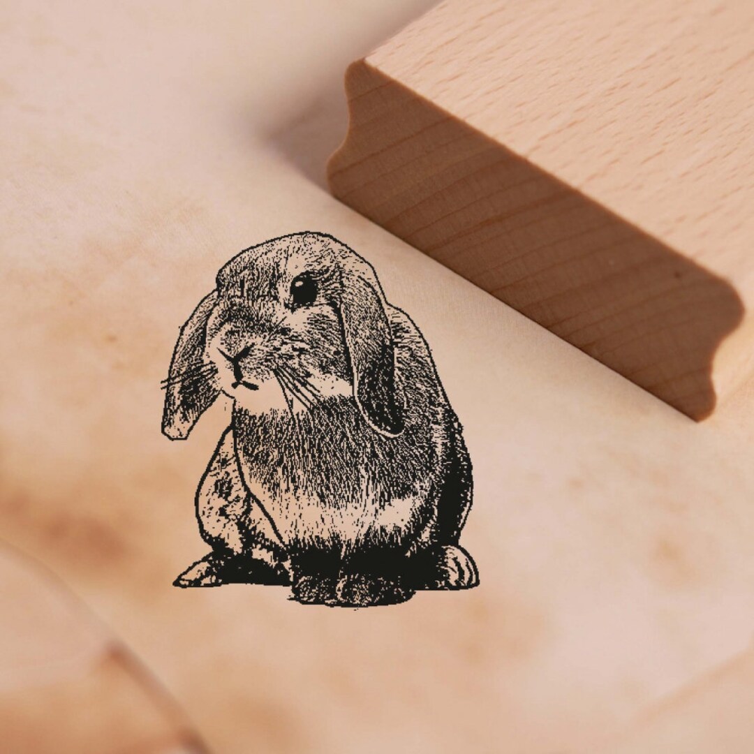 Motif Stamp Cute Dwarf Rabbit Stamp Rabbit Approx. 38 X 38 Mm Wooden ...